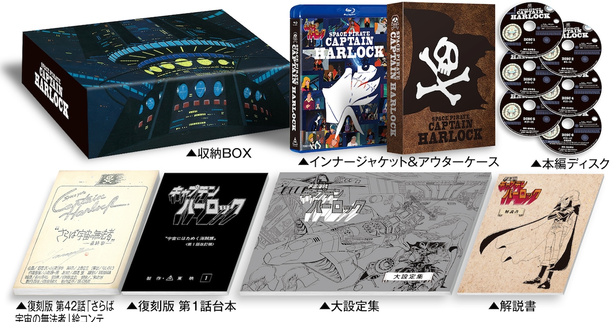 「宇宙海賊キャプテンハーロック」豪華版BD-BOXデザイン解禁、42話の絵コンテも公開 - コミックナタリー