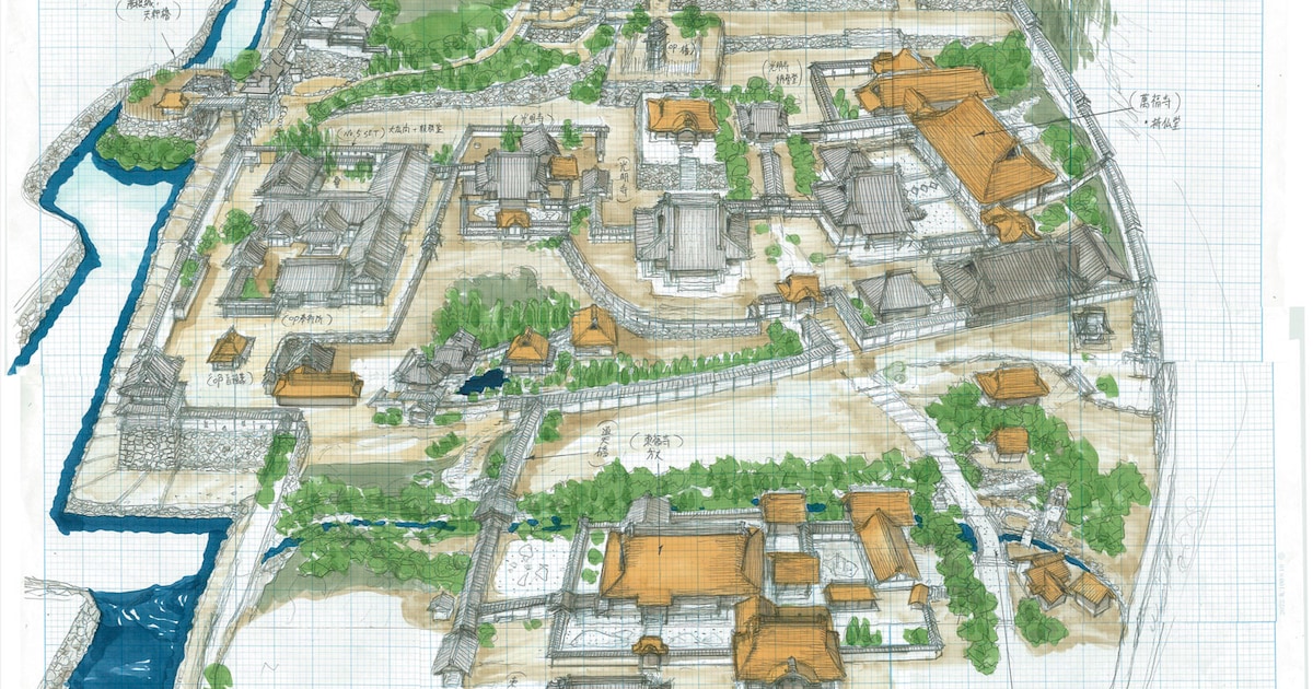 時代劇「黒牢城」より、有岡城の全体マップ（作成：美術担当・原田哲男 / ※ロケ地をすべてまとめた場合の有岡城の想定図） [画像・動画ギャラリー ...