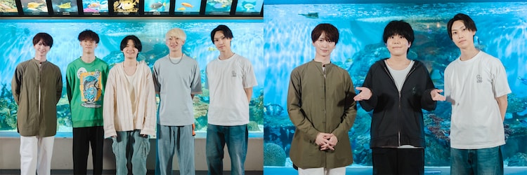 カラノア、SG、池田匡志、堀夏喜（FANTASTICS）。 - カラノアとSGがドラマ「雨上がりの僕らについて」撮影現場へ、主演・池田匡志＆堀夏喜と記念撮影 [画像ギャラリー 1/1 ...