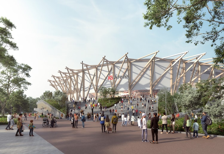 IGアリーナの外観イメージ。 - 名古屋にIGアリーナ誕生、視認性と音響効果を高めたハイブリッド設計を国内初採用 [画像ギャラリー 1/5 ...