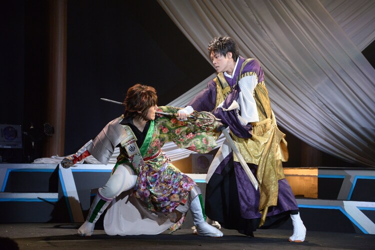 イケメン戦国 The Stage』~織田軍 Vs 海賊”毛利元就編~」より。 「イケメン戦国」第2弾、原嶋元久の毛利元就と小笠原健の信長